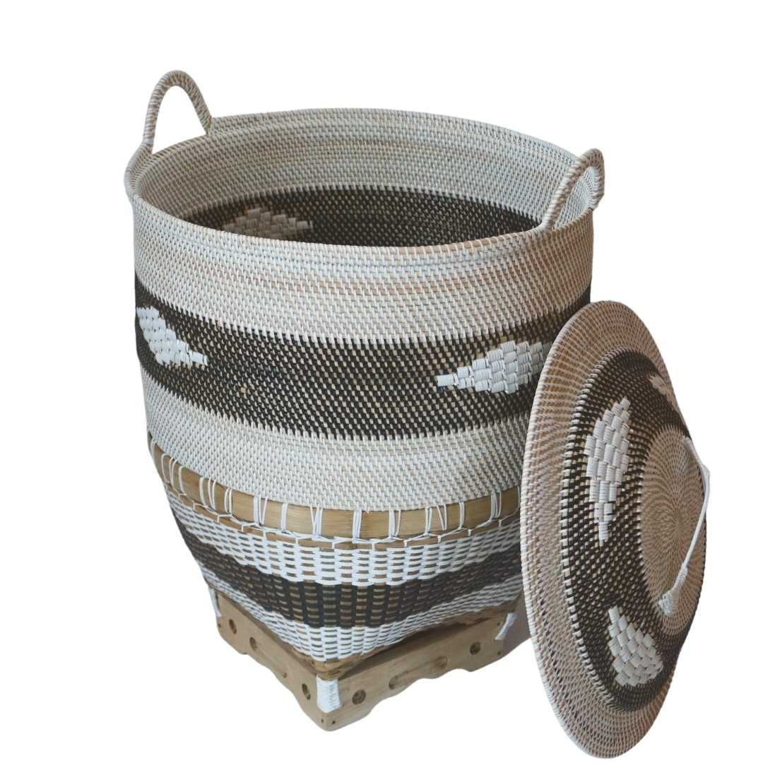 Bali Wäschekorb 70cm Rattan Seegras Mix